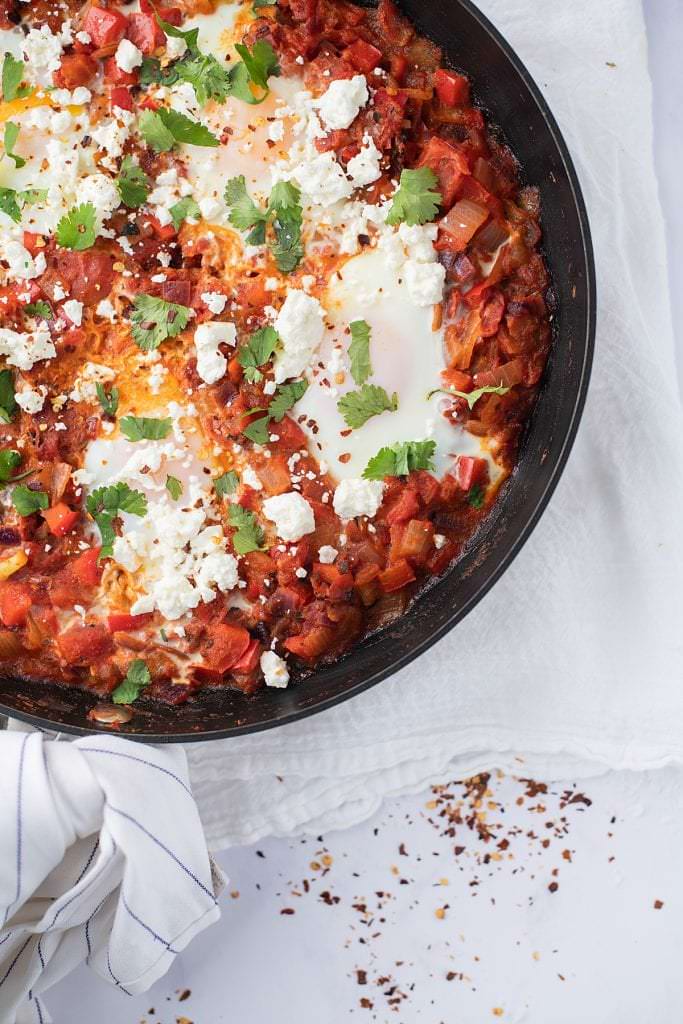 Easy Shakshuka -- Eggs Baked In Spicy Tomato Sauce | Baked Bree
