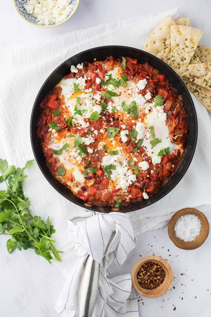 Easy Shakshuka -- Eggs Baked In Spicy Tomato Sauce | Baked Bree