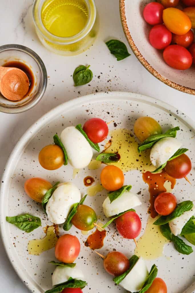 Easy and Delicious Caprese Skewers | Baked Bree